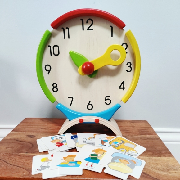 Plan Toys | Toys | Plan Toys Activity Wooden Time Clock Montessori Toy ...